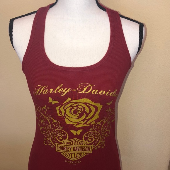 Harley-Davidson | Tops | Harleydavidson Jamaica Red Racer Back Tank Top ...